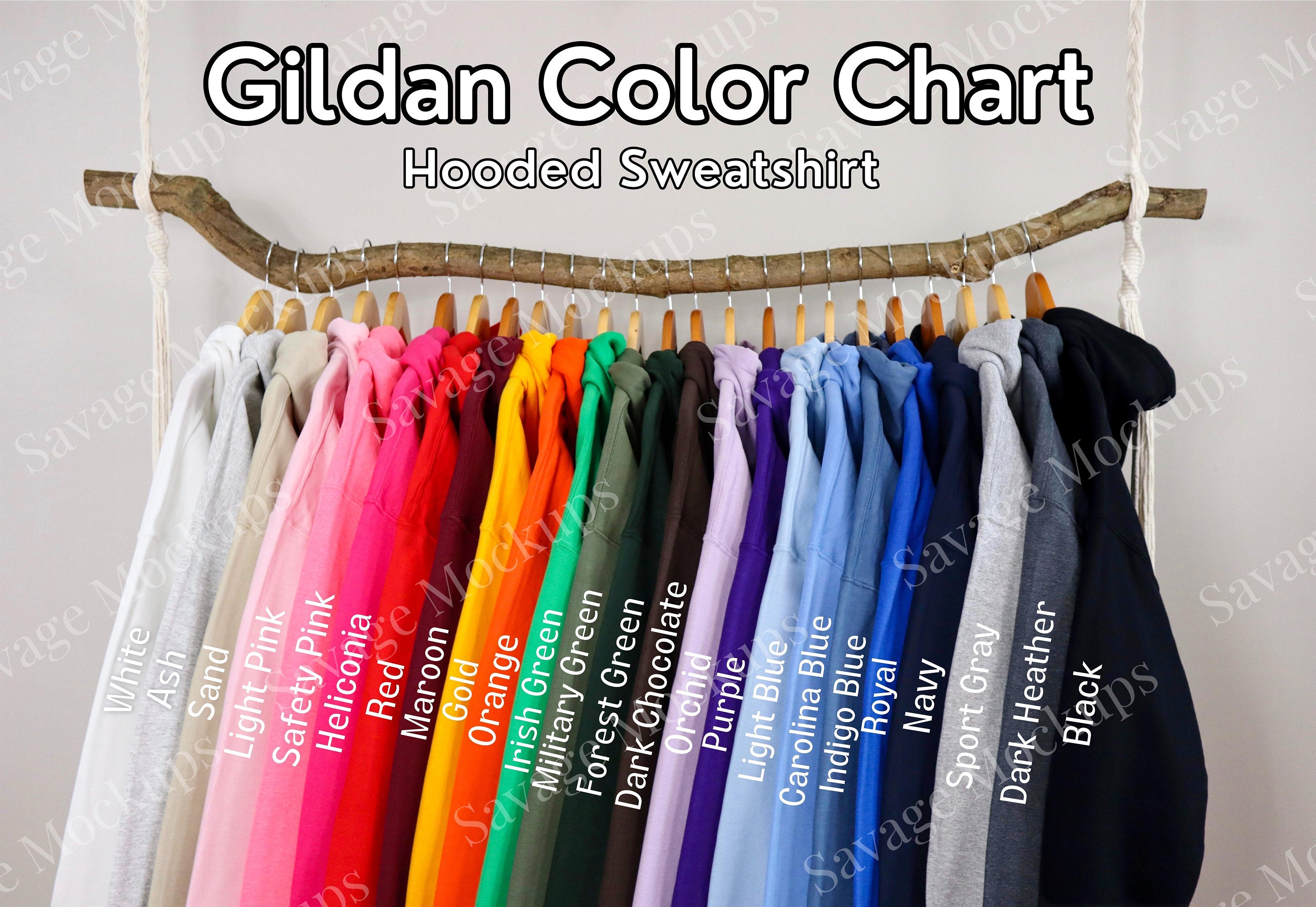 Gildan 18500 Color Chart Editable Color Chart Mockup - Etsy UK