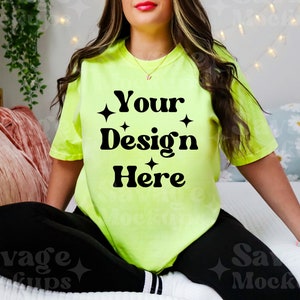 Neon Lemon Comfort Colors 1717 Mockup | Comfort Colors Mockup | Neon ...