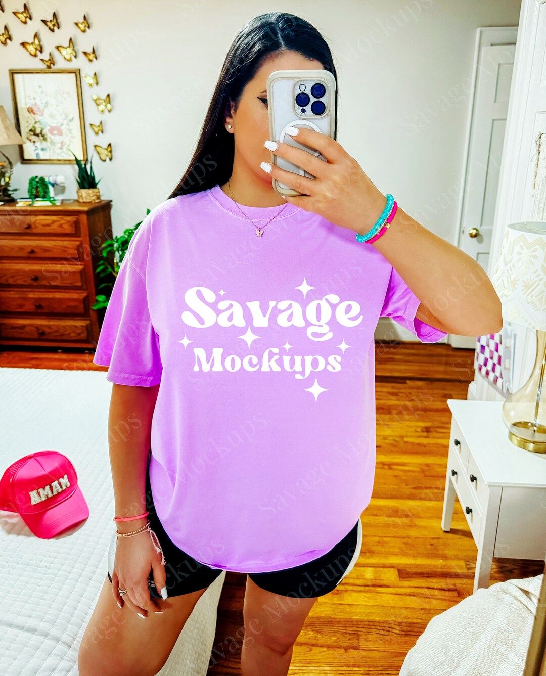 Neon Violet Comfort Colors 1717 Mockup | C1717 Shirt Mockup | Model ...