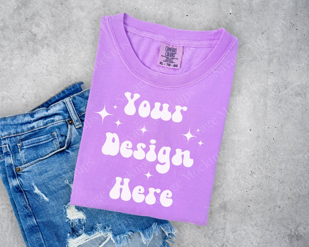 Neon Violet Comfort Colors Mockup | Neon Violet 1717 Mockup | Folded ...