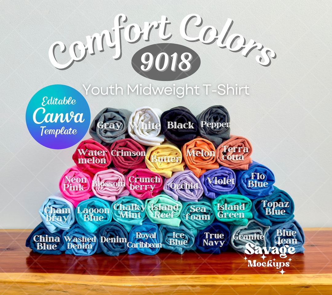 Comfort Colors 9018 Color Chart | Comfort Colors Mockup | Color Chart ...