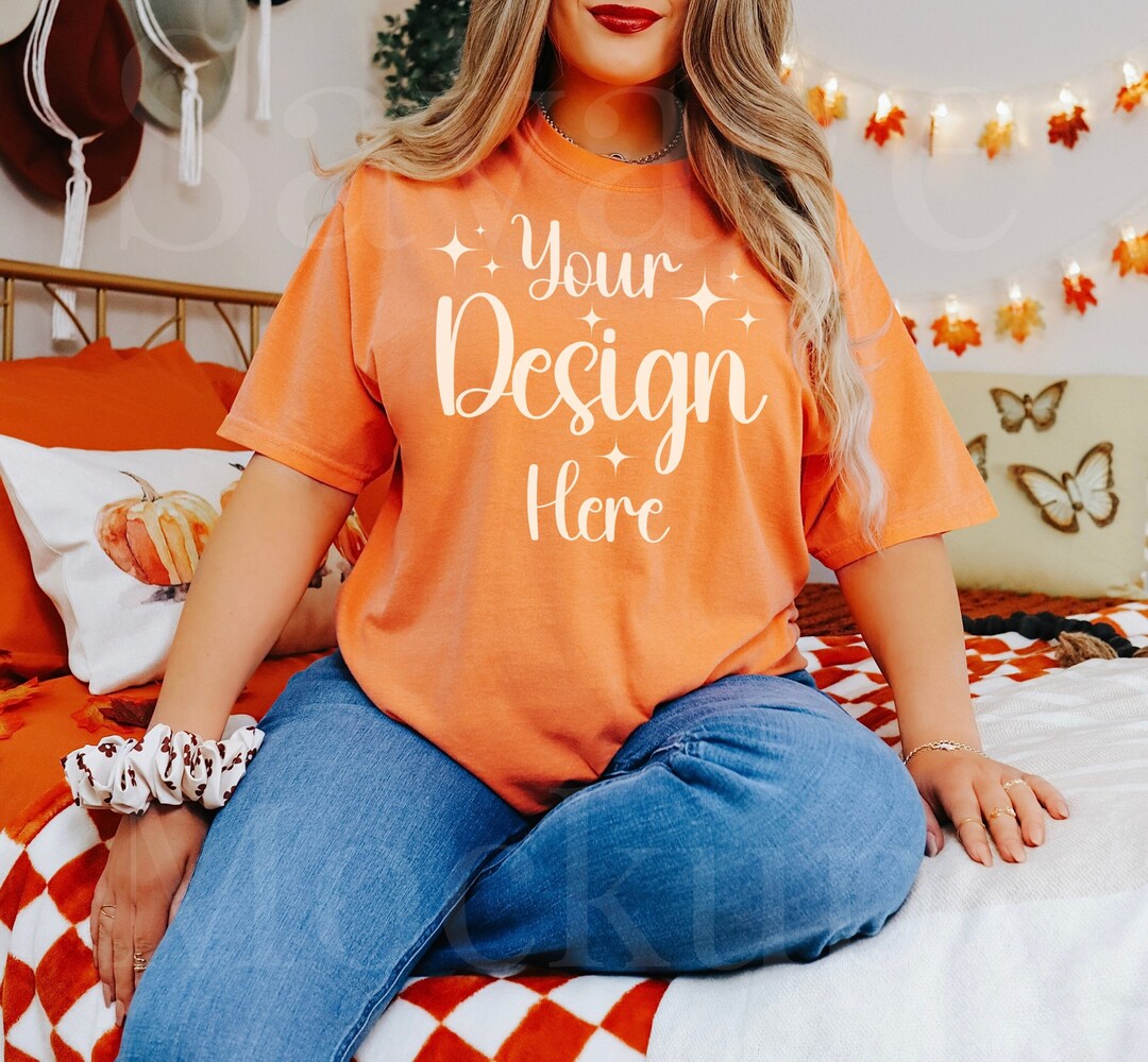 Burnt Orange Comfort Colors Fall Mockup | Orange Comfort Colors 1717 ...