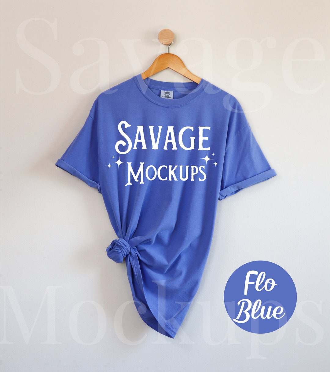 Comfort Colors Flo Blue Mockup | C1717 Mockup | Hanging Shirt Mockup ...