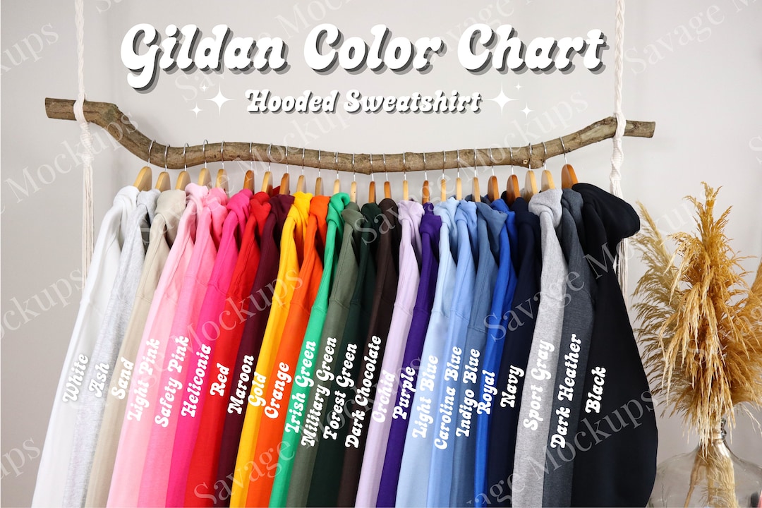 Gildan 18500 Color Chart | Color Chart Mockup | Hoodie Color Chart ...