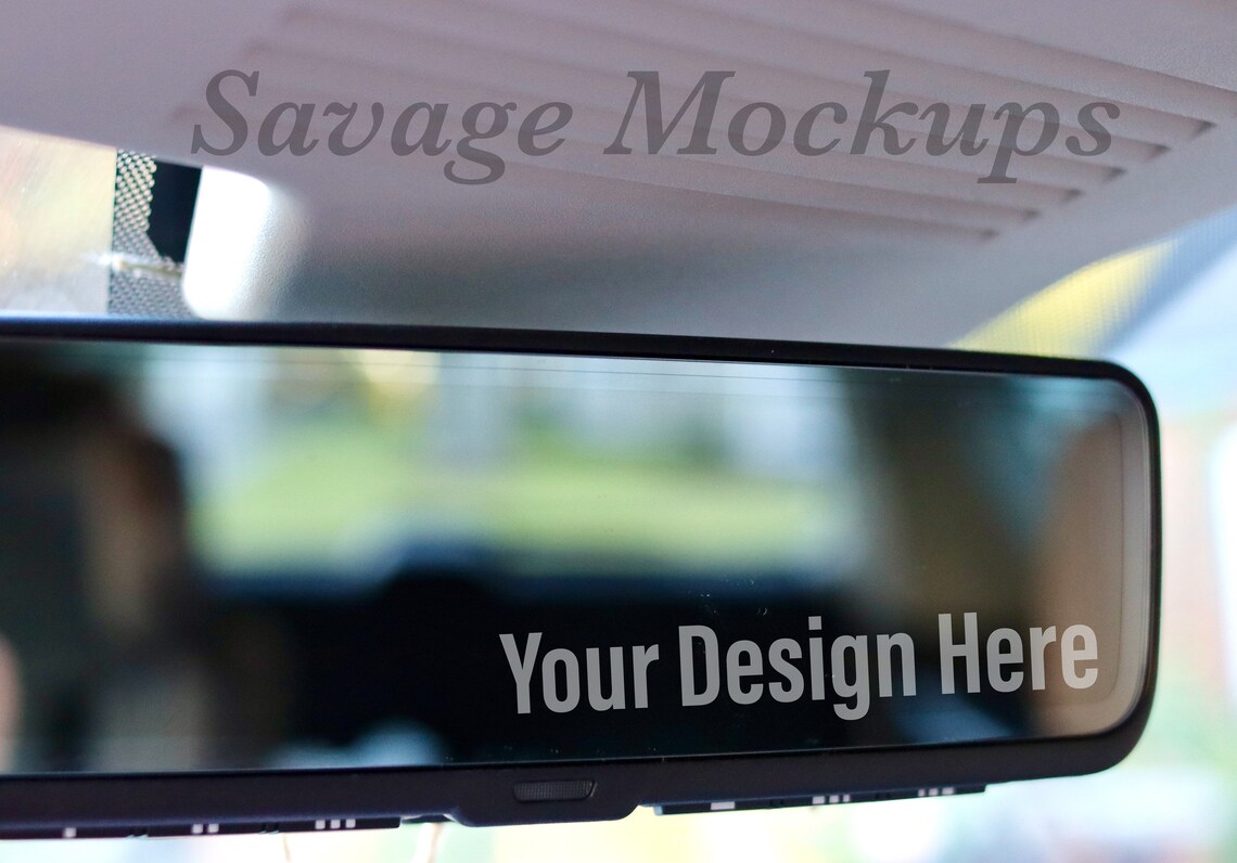 BUNDLE Car Rearview Mirror Mockup | Car Sticker Mockup for Mirror | Car ...