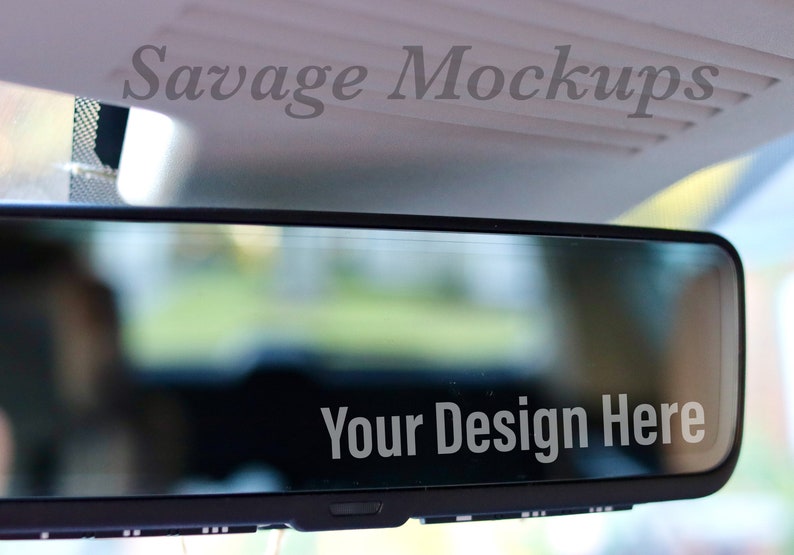 BUNDLE Car Rearview Mirror Mockup | Car Sticker Mockup for Mirror | Car ...