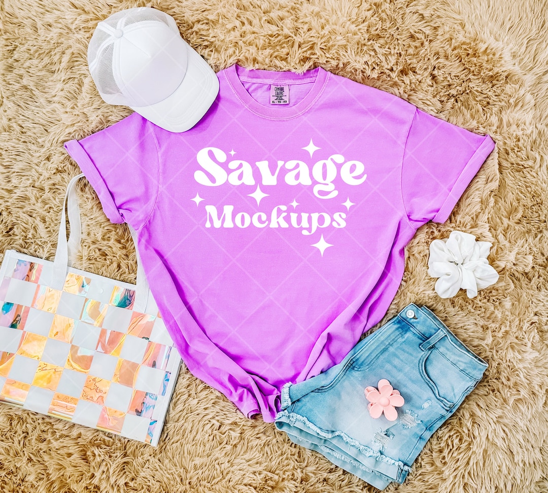 Neon Violet Comfort Colors 1717 Mockup | Comfort Colors Mockup | Neon ...