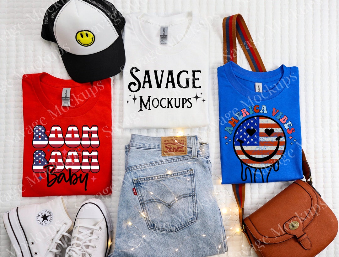 Patriotic Gildan 5000 Mockup | Fourth of July Mockup | Red White and ...