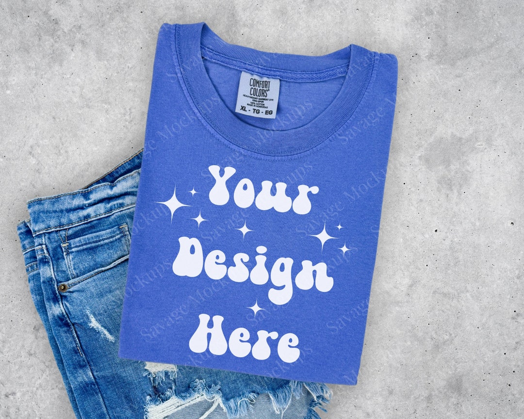 Flo Blue Comfort Colors Mockup | Flo Blue 1717 Mockup | Folded Shirt ...