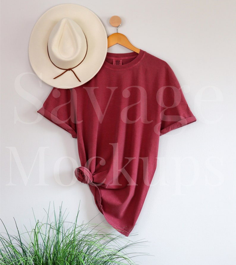Comfort Colors Brick Mockup C1717 Mockup Hanging Shirt - Etsy
