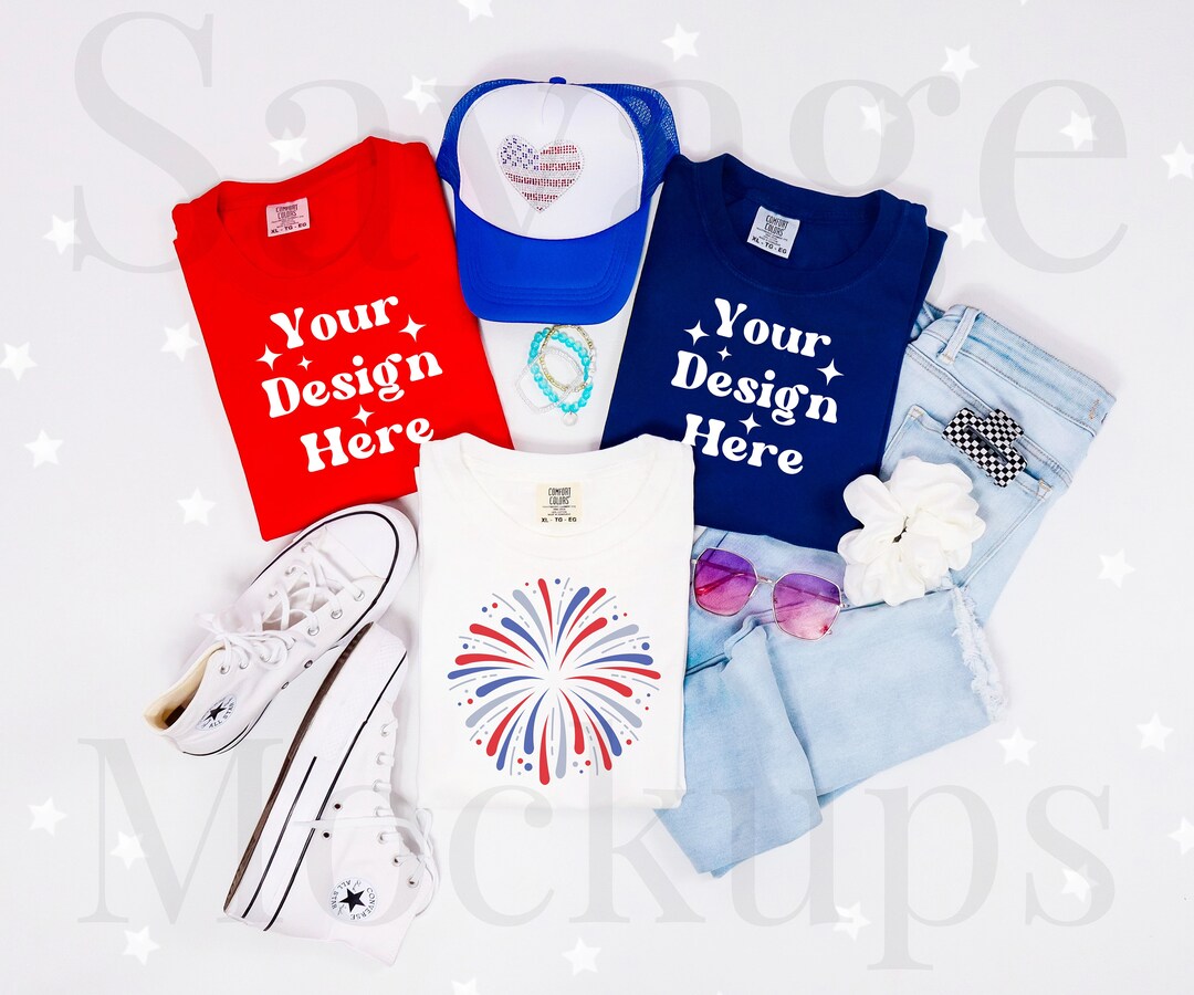 Fourth of July Comfort Colors Mockup | Independence Day Mockup | Red ...