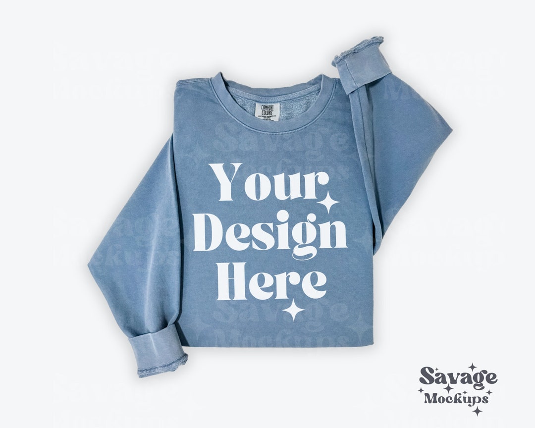 Blue Jean Comfort Colors 1466 Sweatshirt Mockup | Blue 1466 Mockup ...