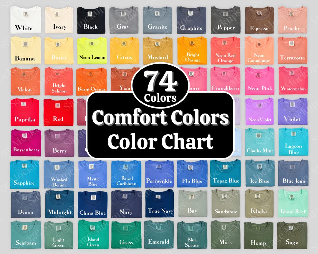 Comfort Colors Color Chart Mockup | 1717 Color Chart | Color Chart ...