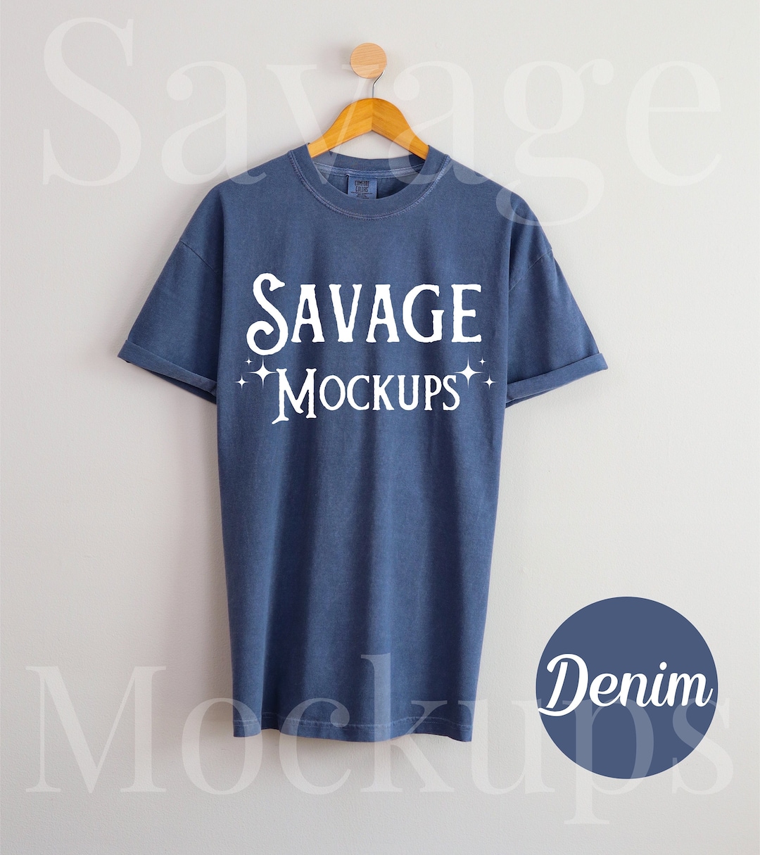 Comfort Colors Denim Mockup C1717 Mockup Hanging Shirt Mockup Flat Lay ...