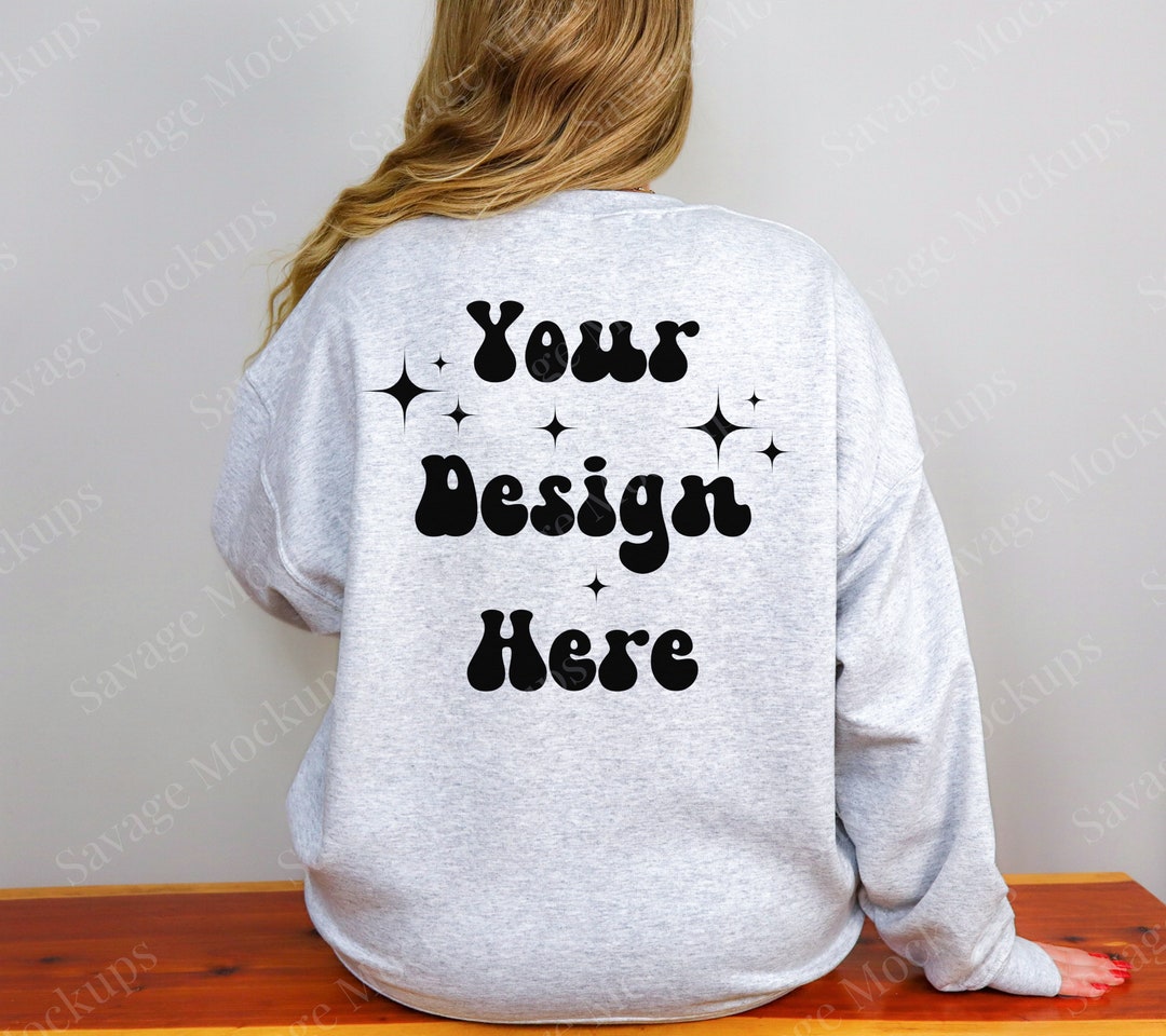 Back of Ash Gildan 18000 Mockup | Sweatshirt Mockup | Ash Sweatshirt ...