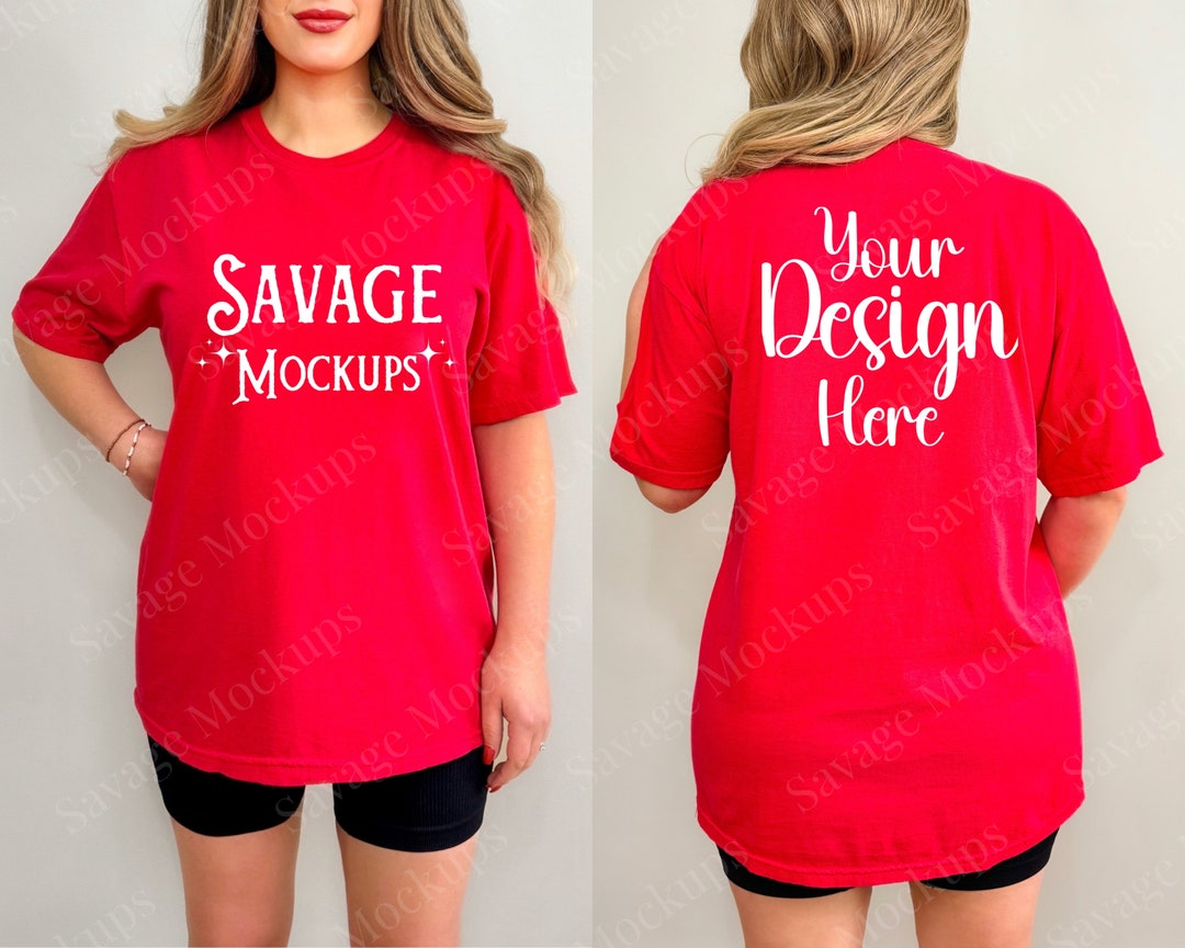 Front and Back Mockup of Red Comfort Colors 1717 Mockup | Comfort ...