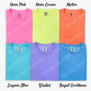 Bright Comfort Colors 1717 Group Mockup | Neon Pink, Neon Lemon, Melon ...