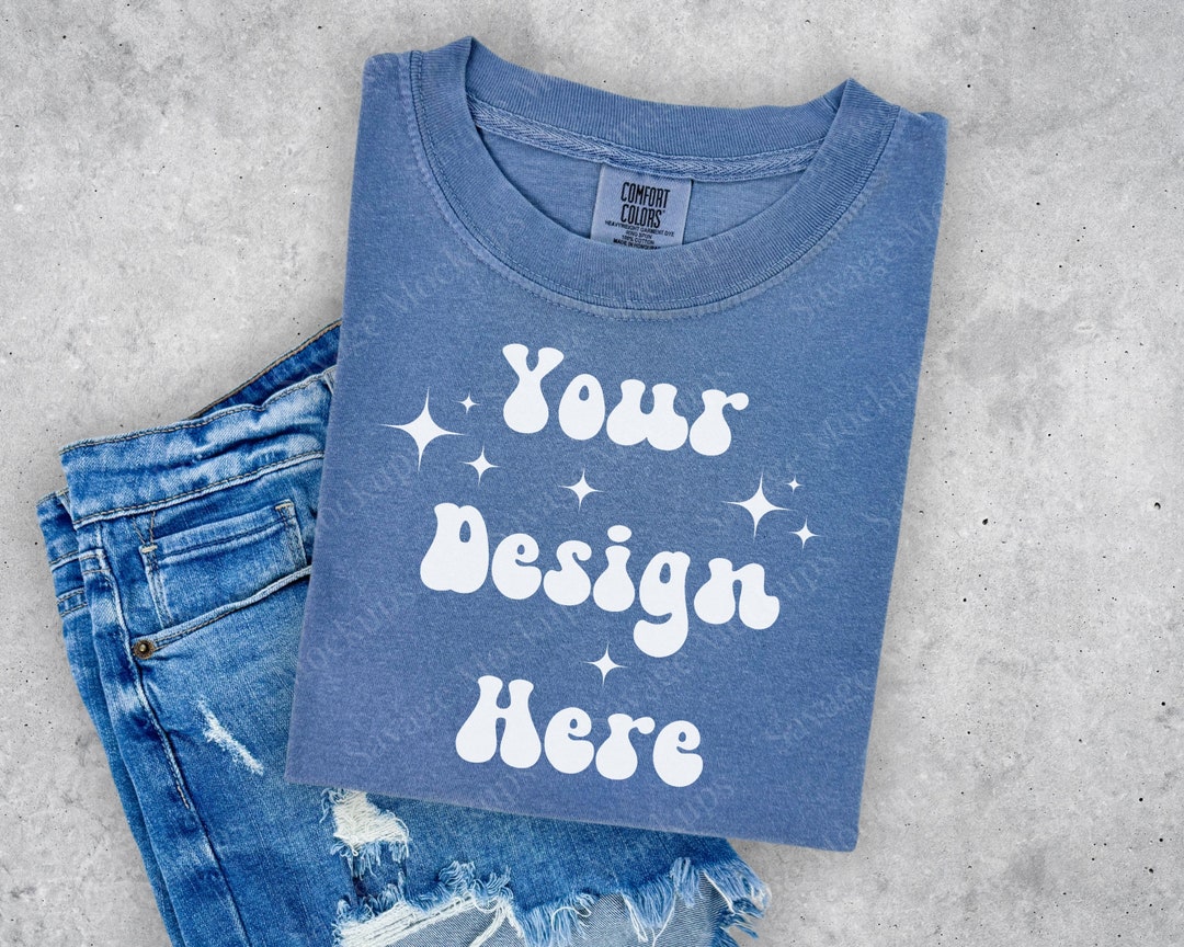 Blue Jean Comfort Colors Mockup | Blue Jean 1717 Mockup | Folded Shirt ...