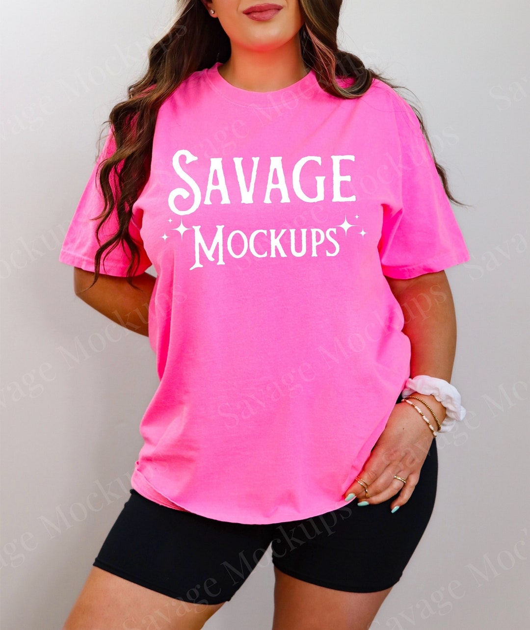 Comfort Colors NEON PINK Mockup | C1717 Shirt Mockup | Model Mockup ...