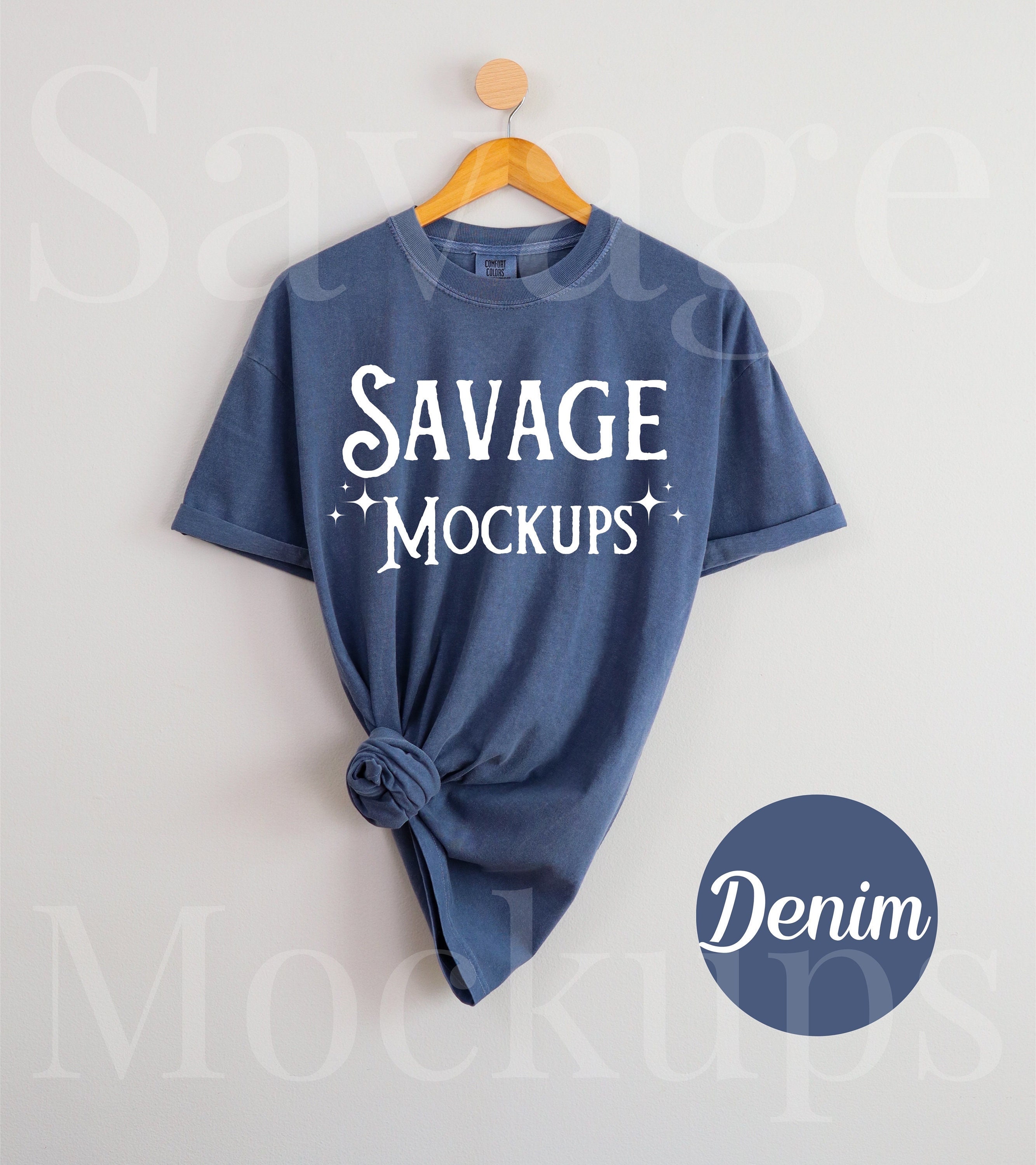 Comfort Colors Denim Mockup C1717 Mockup Hanging Shirt - Etsy