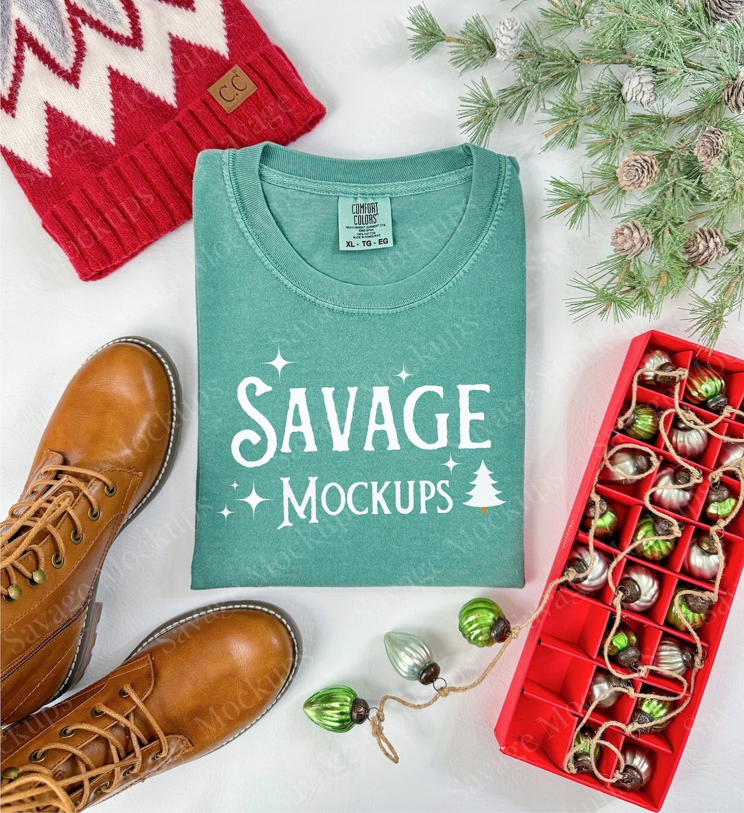 Light Green Comfort Colors Mockup | Christmas 1717 Mockup | Christmas ...