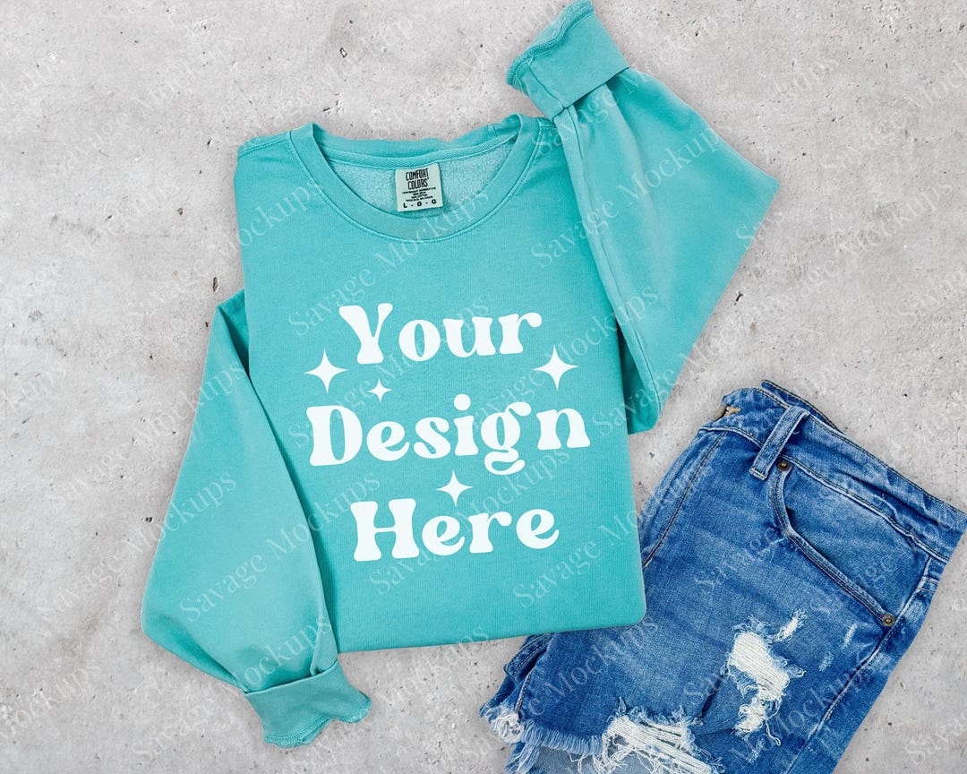 Chalky Mint Comfort Colors 1466 Sweatshirt Mockup | Mint 1466 Mockup ...
