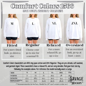 Comfort Colors 1566 Size Chart | Comfort Colors Sweatshirt Mockup ...