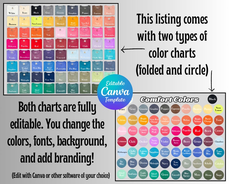 Comfort Colors Color Chart Mockup | 1717 Color Chart | Color Chart ...