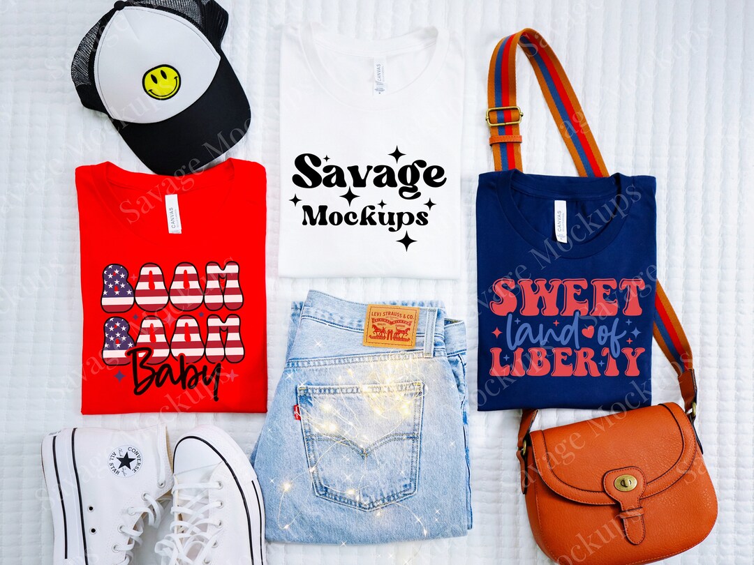 Fourth of July Bella Canvas 3001 Mockup | Patriotic Mockup | Red White ...