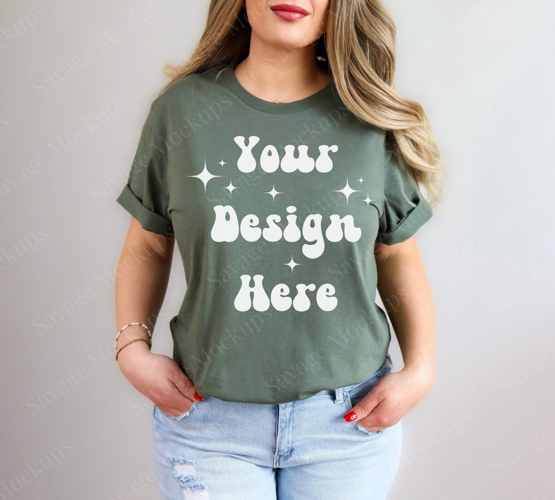 Military Green Bella Canvas 3001 Mockup | Bella Canvas Mockup ...