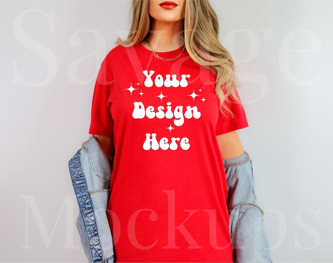 Red Bella Canvas 3001 Mockup | Bella Canvas Mockup | Red Bella Canvas ...