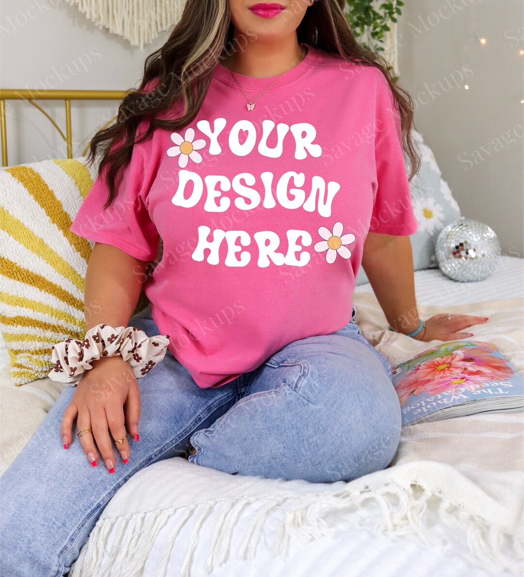 Comfort Colors CRUNCHBERRY Mockup | Pink Shirt Mockup | Model Mockup ...