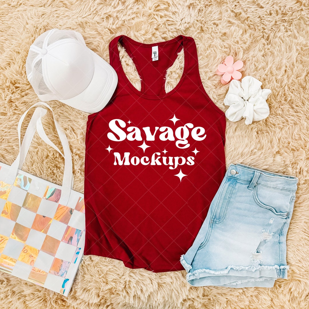 Cardinal Next Level 1533 Mockup | Cardinal Racerback Tank Top Mockup ...