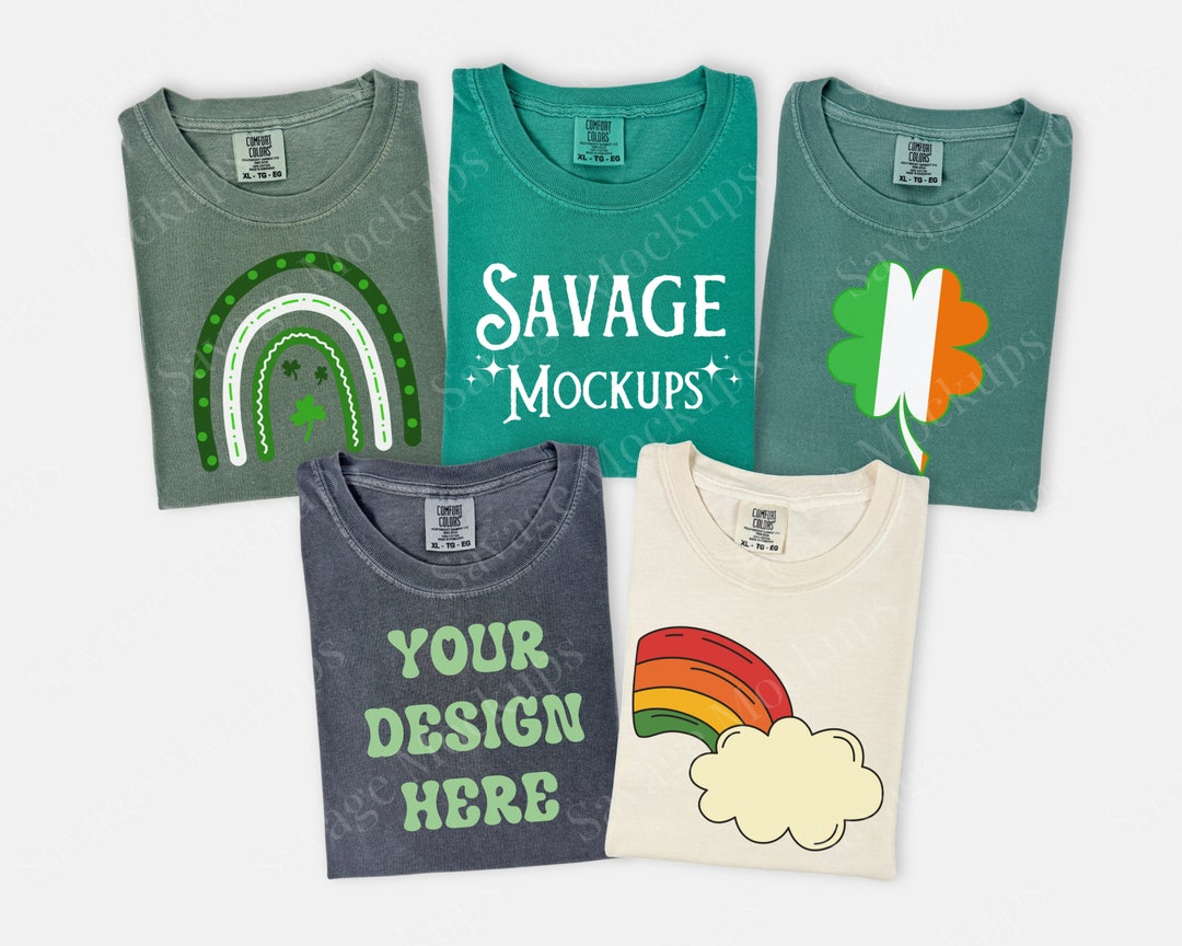 St. Patrick’s Day Mockup | Comfort Colors 1717 Green Shirts Mockup ...
