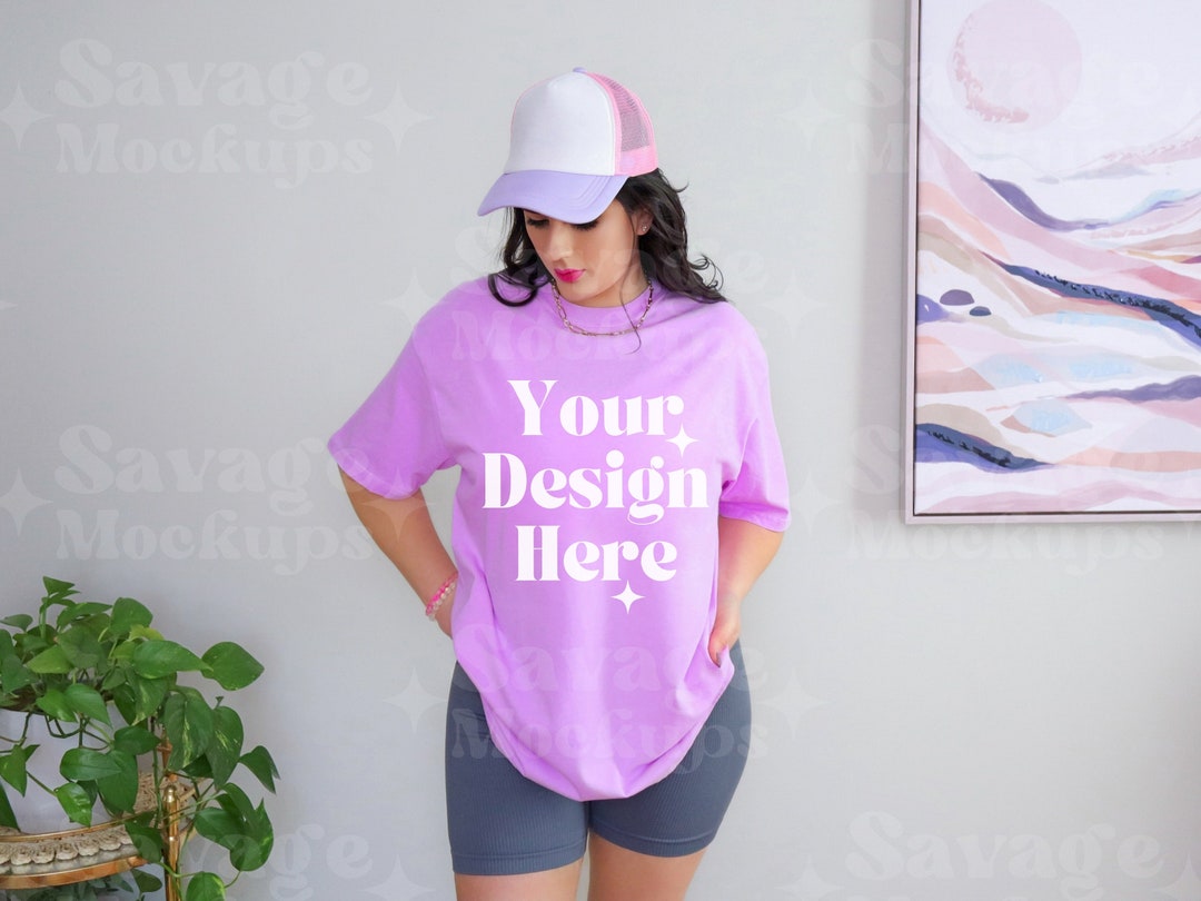 Neon Violet Comfort Colors 1717 Mockup C1717 Shirt Mockup Model Mockup ...