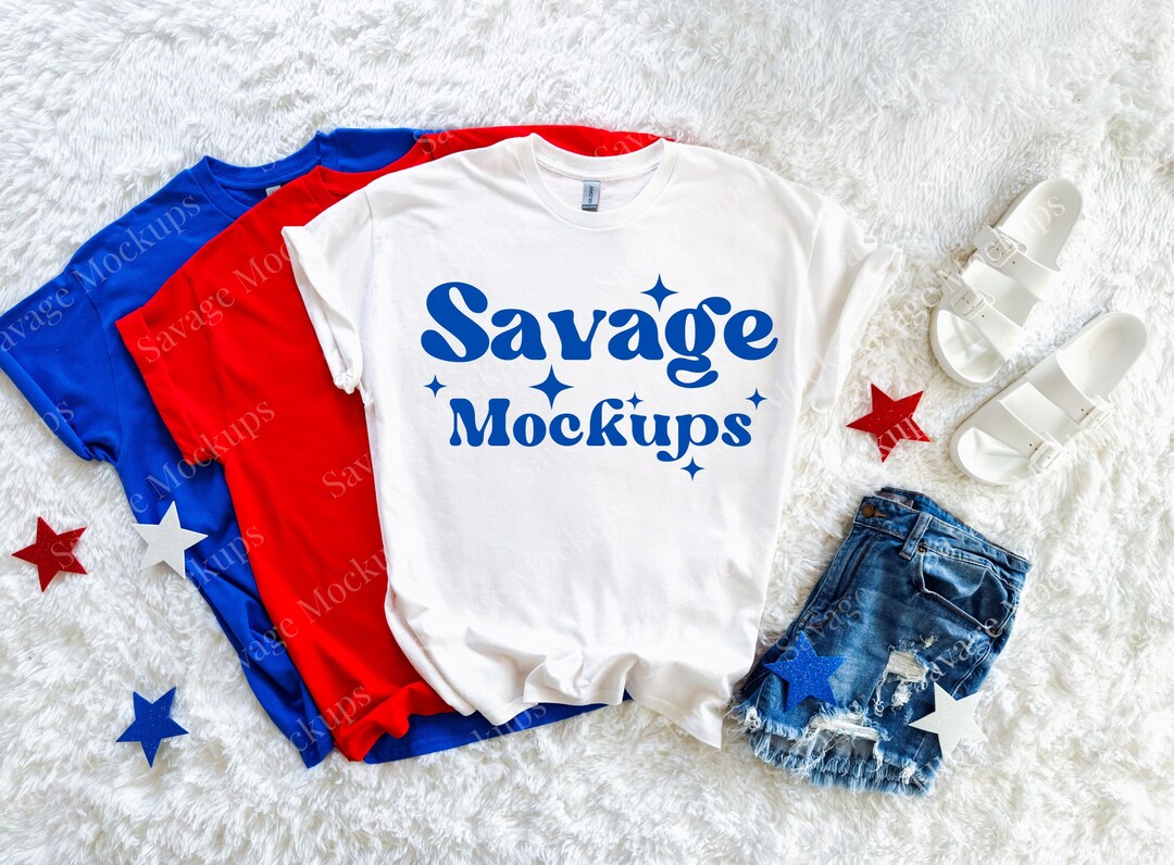 Fourth of July Gildan 5000 Mockup | Fourth of July Mockup | Red White ...