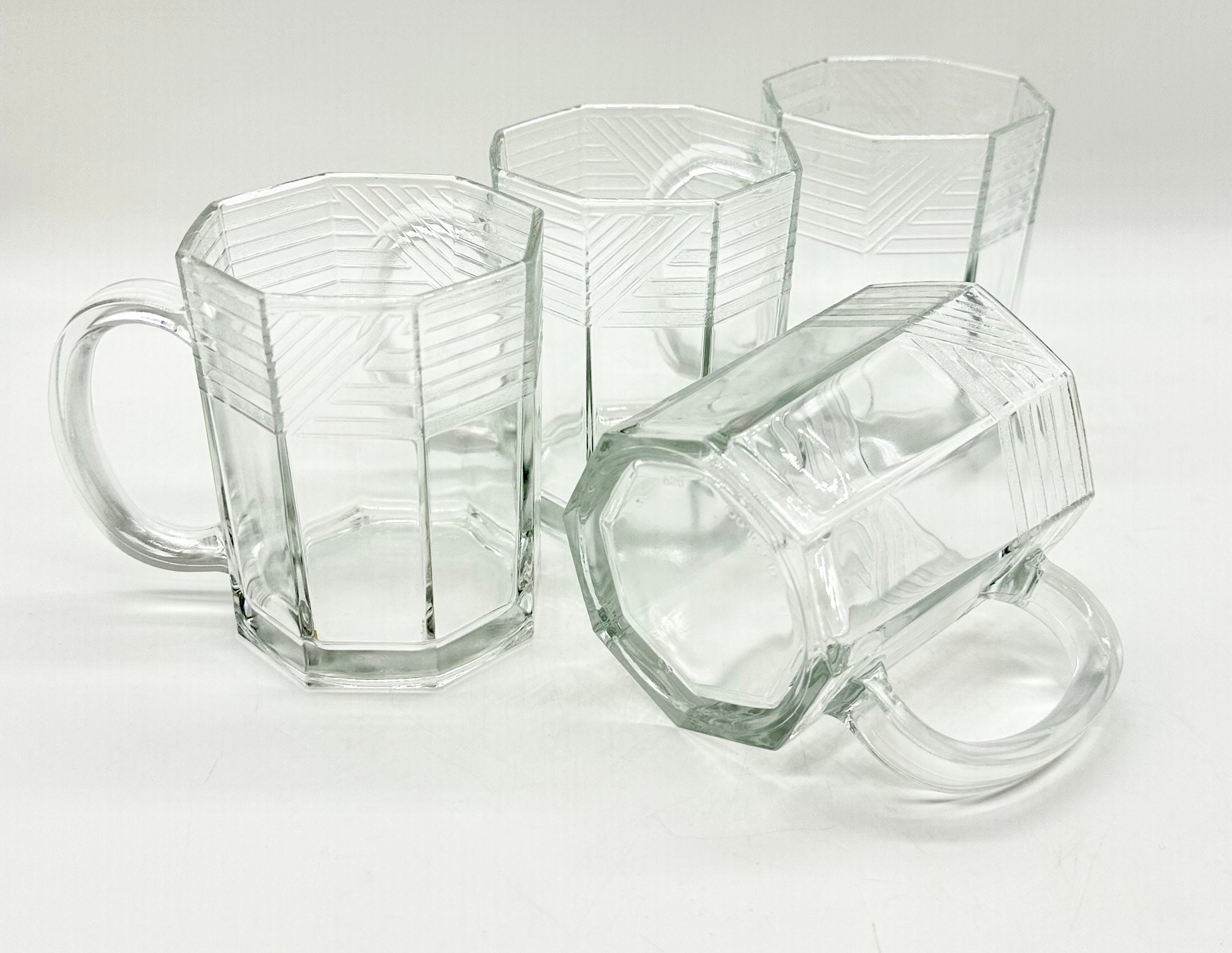 Set of 4 Clear Glass Mid Century Arcoroc Octime Coffee Tea Mugs Cups - Etsy