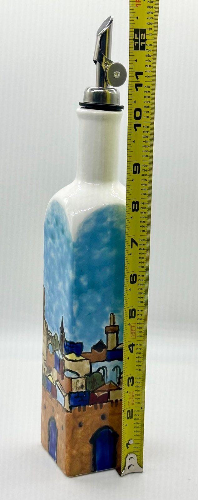Hand Painted Ceramic Oil Pourer Bottle Dispenser Italian Pottery ...