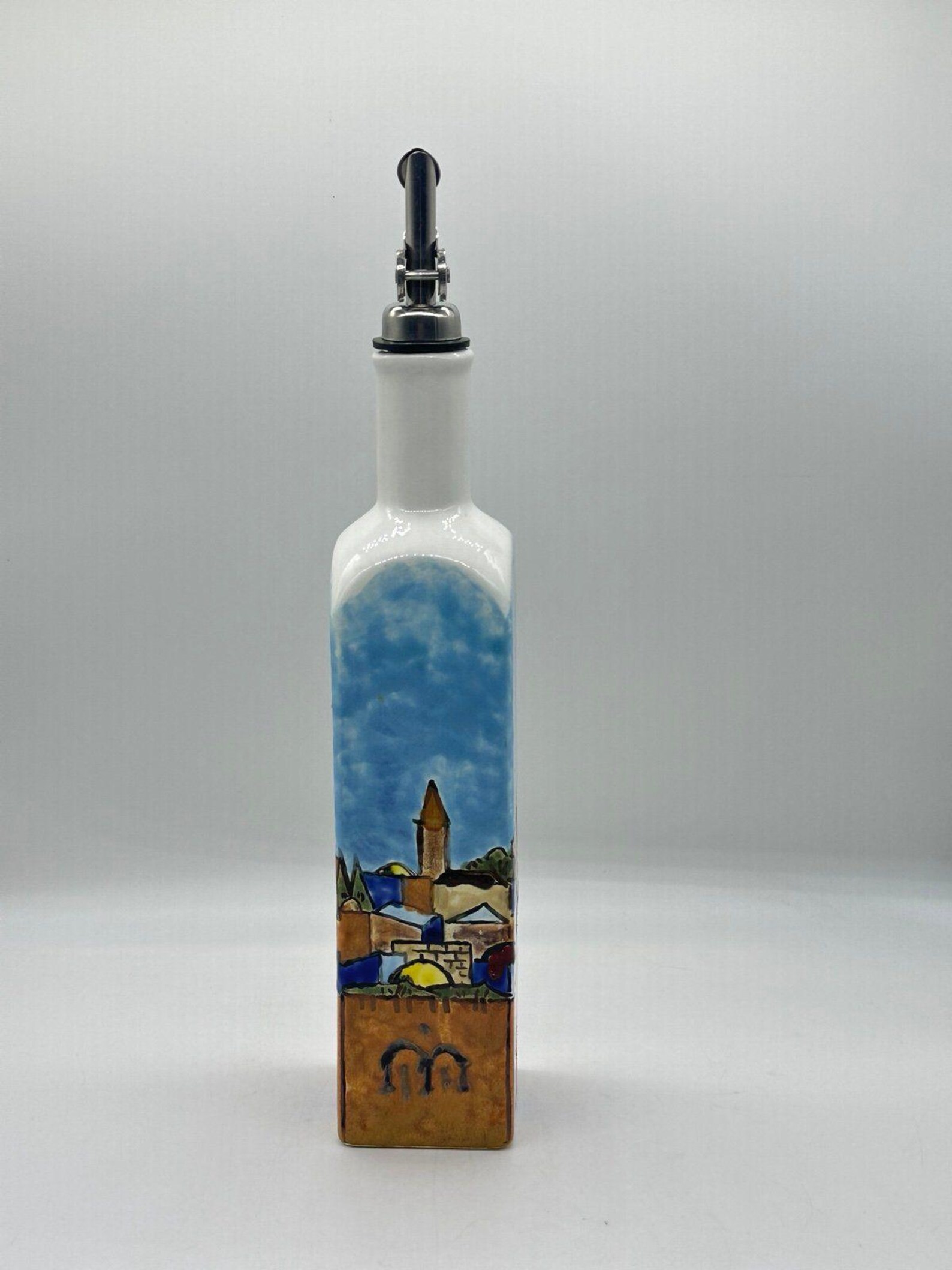 Hand Painted Ceramic Oil Pourer Bottle Dispenser Italian Pottery ...