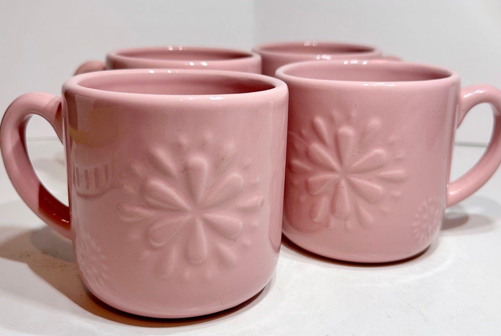 Set of 4 Vintage Retro Pastel Pink Coffee Tea Mugs - Etsy