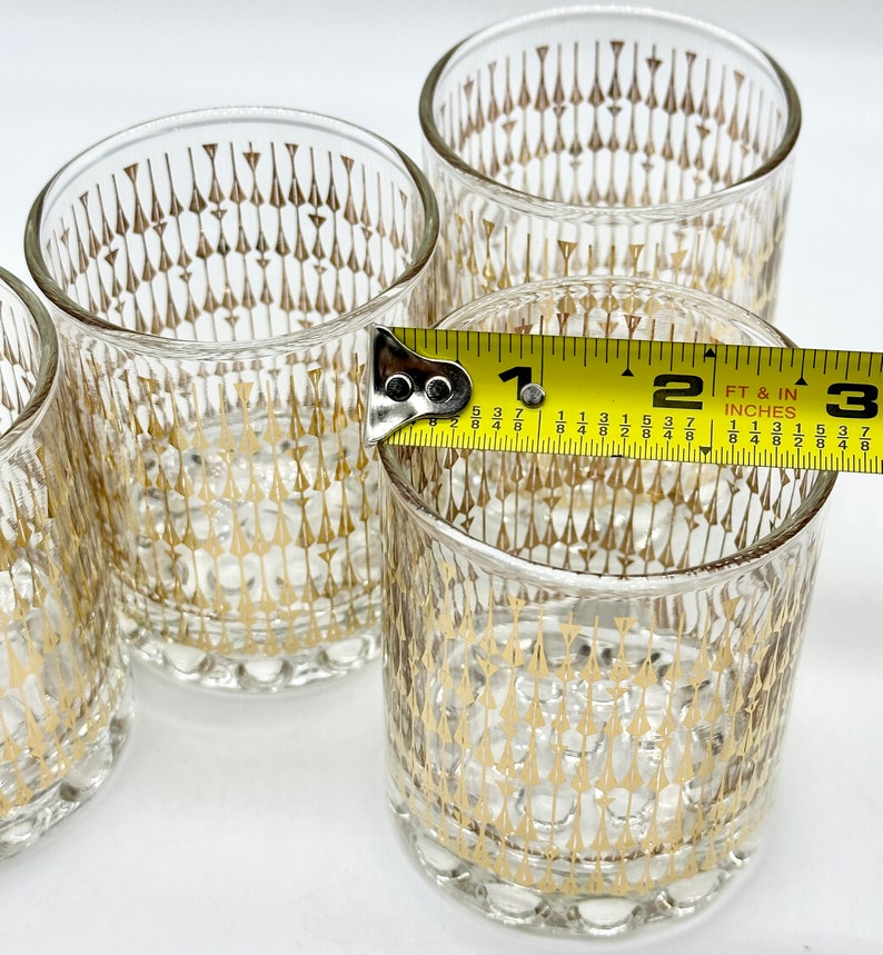 Set of 4 Retro Gold Diamond Shaped Cocktail Glasses Barware Drinkware ...