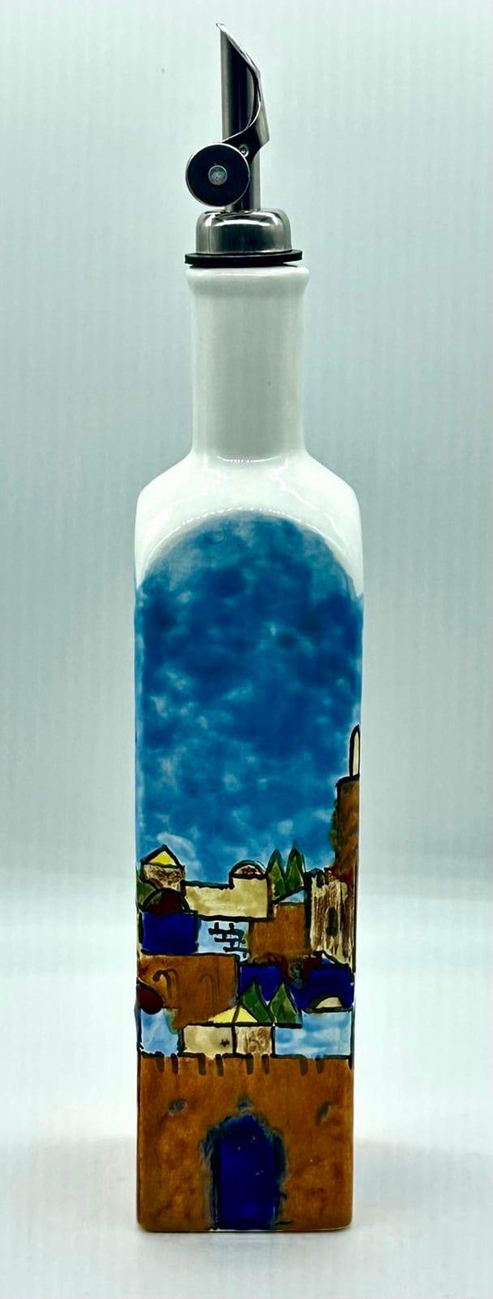 Hand Painted Ceramic Oil Pourer Bottle Dispenser Italian Pottery ...