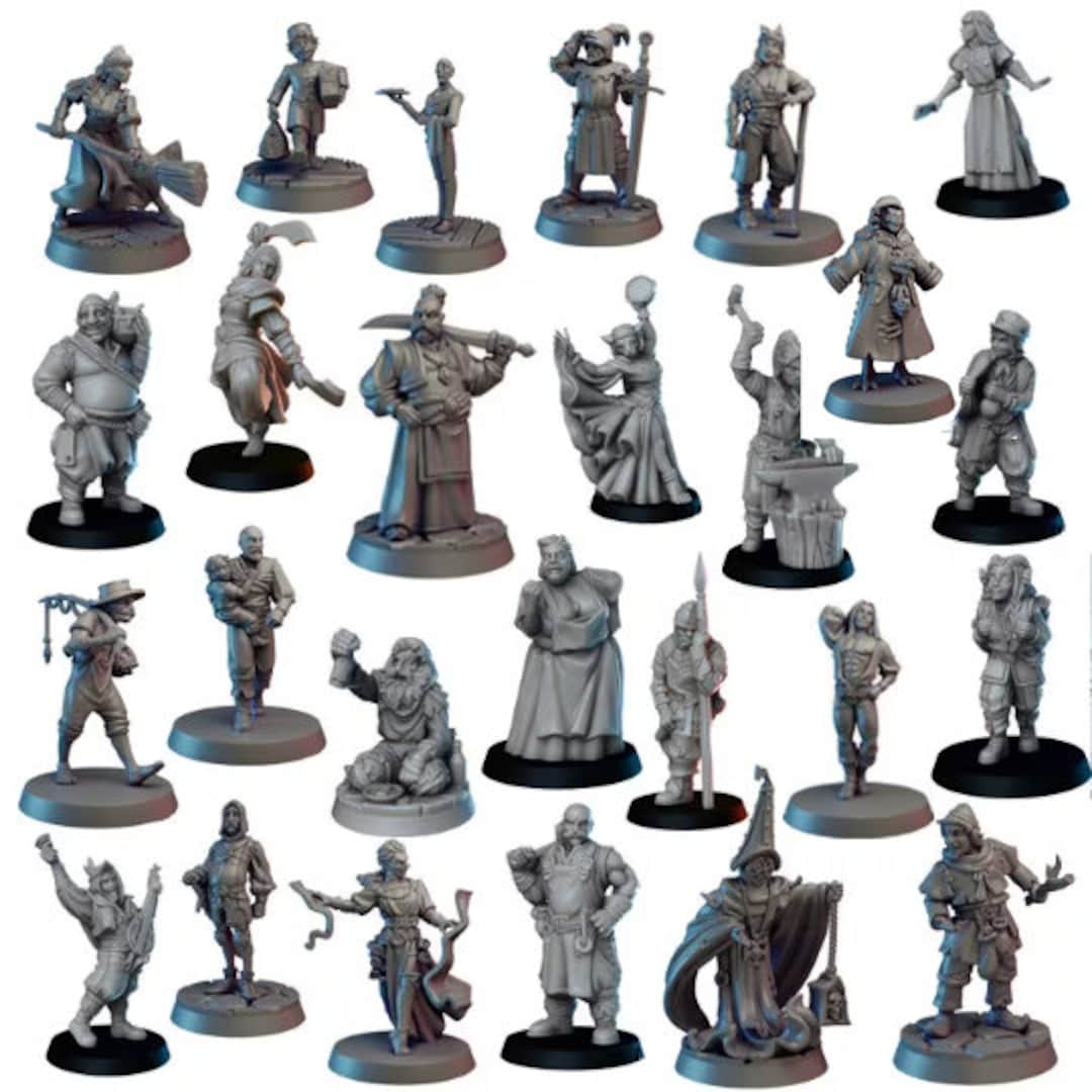 Dnd Starter Pack, 26pc Townsfolk Miniature Set, D&D, Dnd, Dungeons and ...