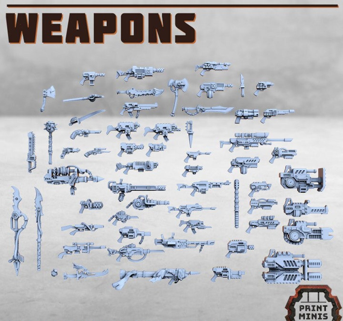 Mix of 50pc Weapons Kit for Scatter Terrain 28mm/32mm Wargame Scenery ...