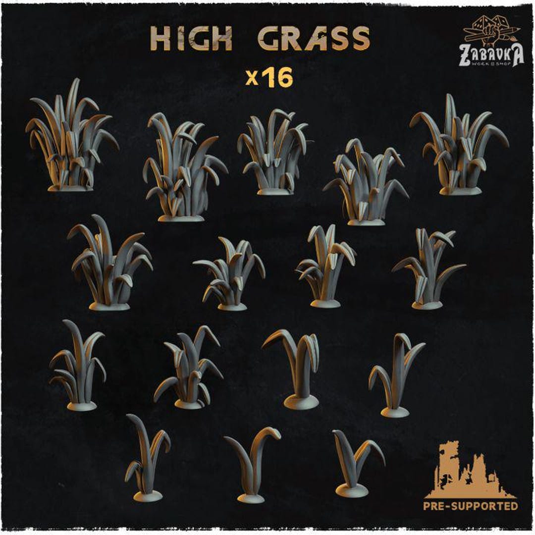 16pc High Grass - (basing Bits 2.0) 28mm/32mm Fantasy Wargame Basing ...