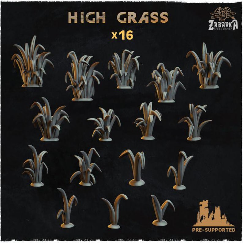 16pc High Grass - (basing Bits 2.0) 28mm/32mm Fantasy Wargame Basing ...