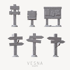 Single or Set of Quest Boards and Road Sign Miniatures Dnd Dungeons and ...