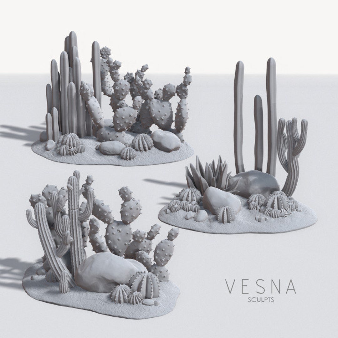 Large Cacti Dnd Dungeons and Dragons 28mm/32mm Desert Scatter Terrain ...