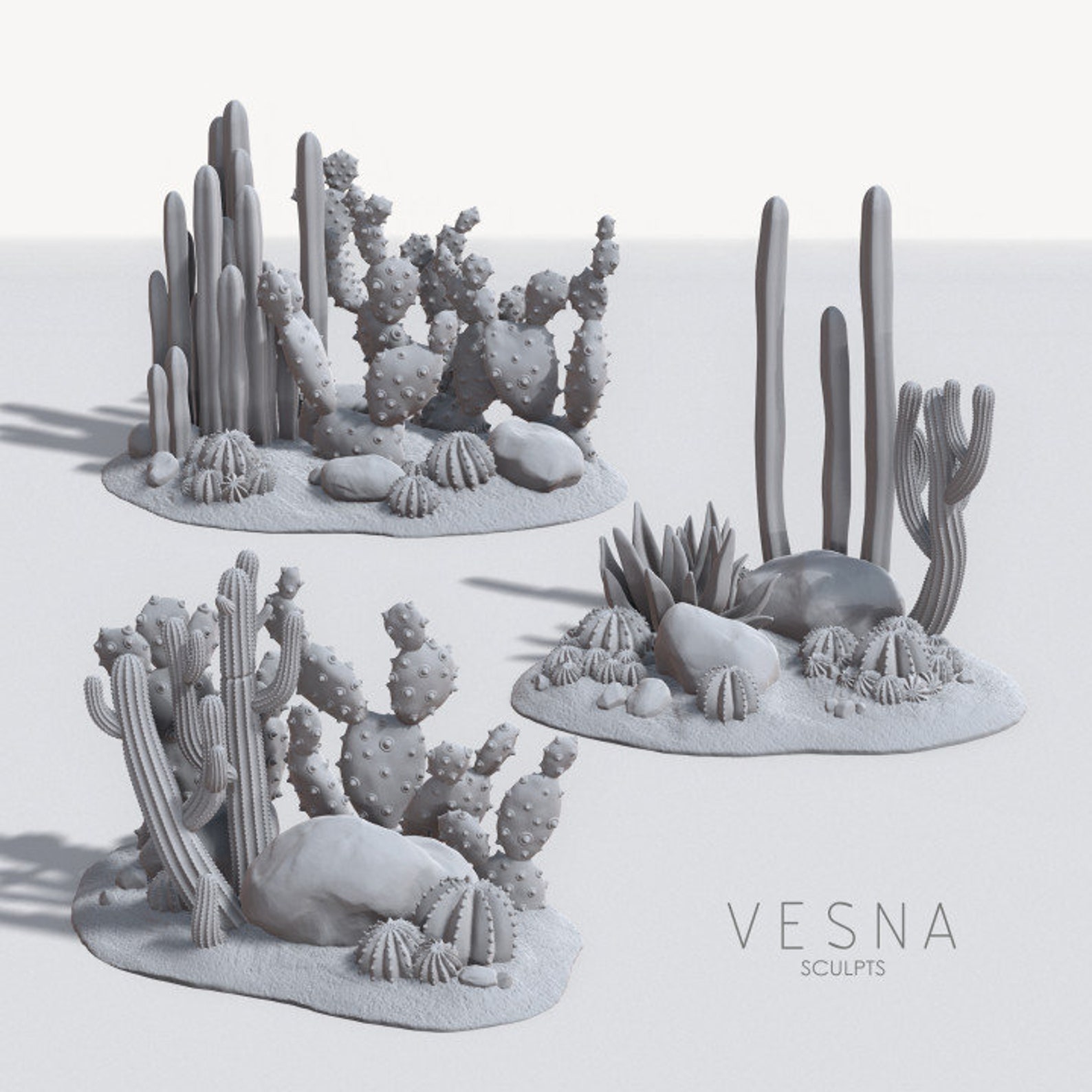 Large Cacti Dnd Dungeons and Dragons 28mm/32mm Desert Scatter Terrain ...