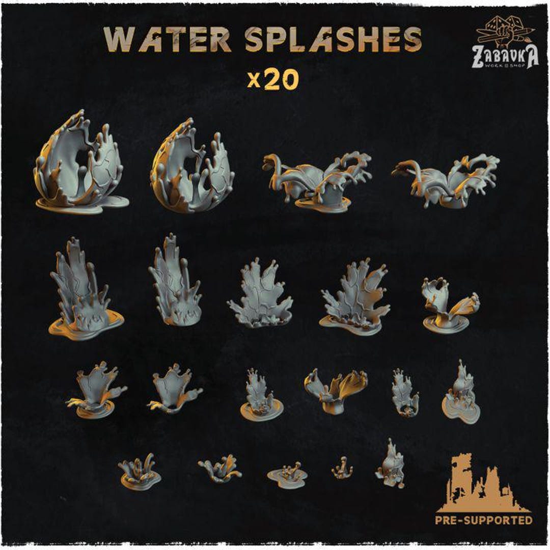 20pc Water Splashes (basing Bits 2.0) 28mm/32mm TTRPG Fantasy Wargame ...